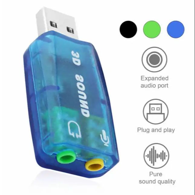 3D Sound Card Mini External USB to 3.5mm Mic Microphone Headphone Jack ...