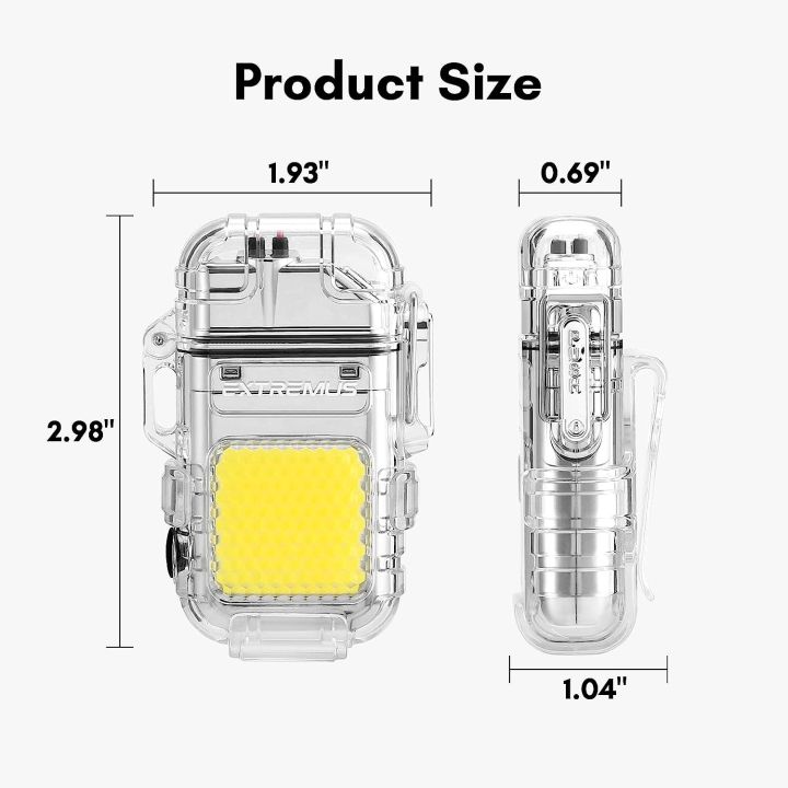 Waterproof Electric Lighter Flash Light Dual Arc Plasma Lighters 3 ...