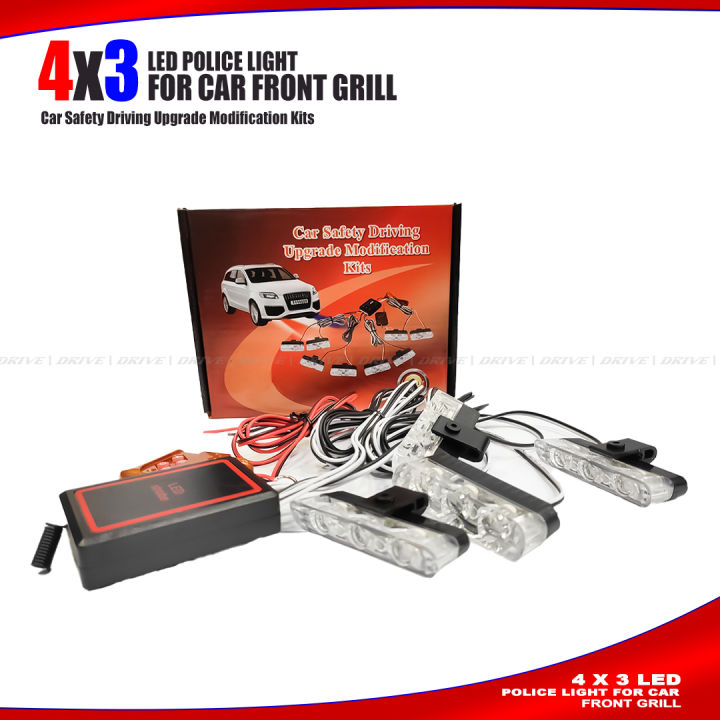 Remote Control LED Strobe Light 4 x 3 LED | Grill Car ED Light Strobe ...