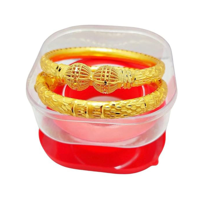Gold Plated Bangles/Churi Ruli / Bala For Girl & Women 2 Pcs | Daraz.com.bd