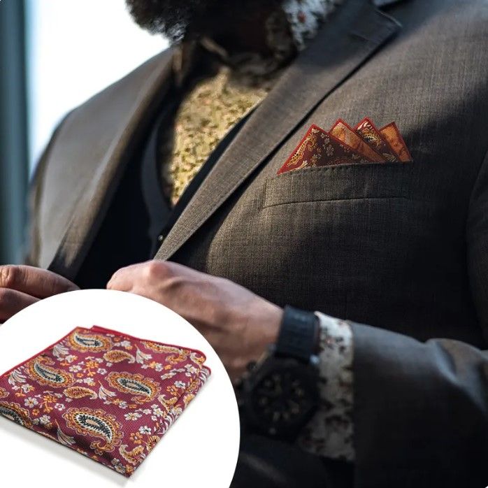 Luxury Paisley Floral Pattern Pocket Square Towel Handkerchief For Suit ...