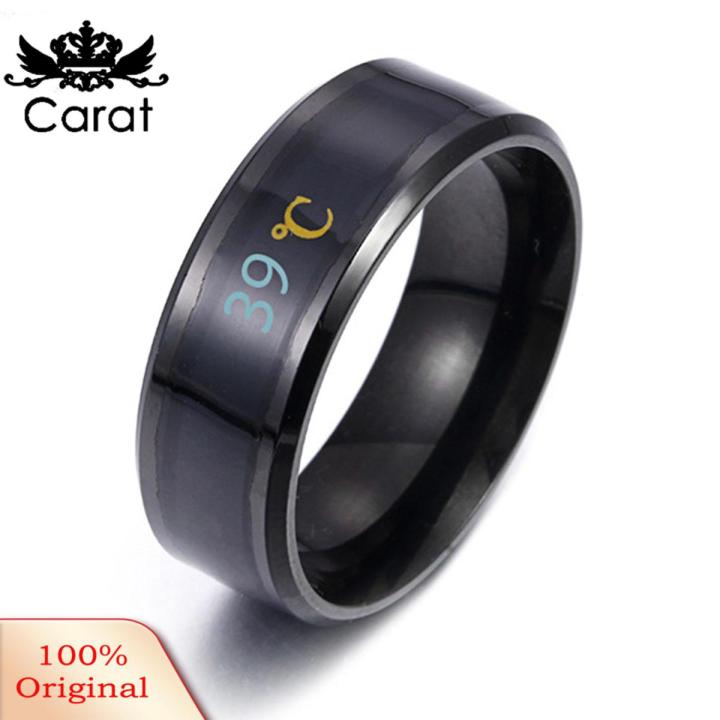 Carat Ring Smooth Surface Stainless Steel Smart Sensor Body Temperature ...