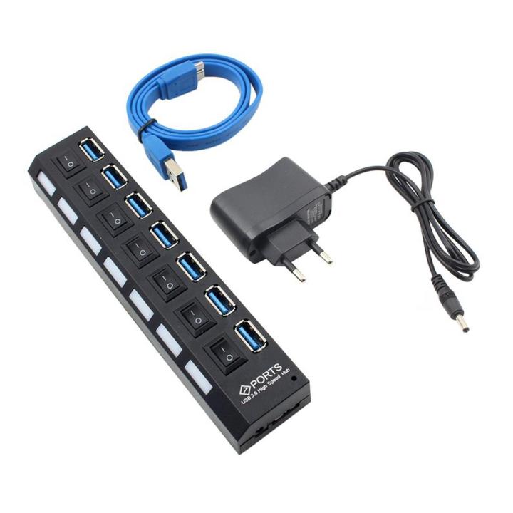 Compact USB 3.0 High Speed Hub with Separate 7-Ports with Power Supply ...