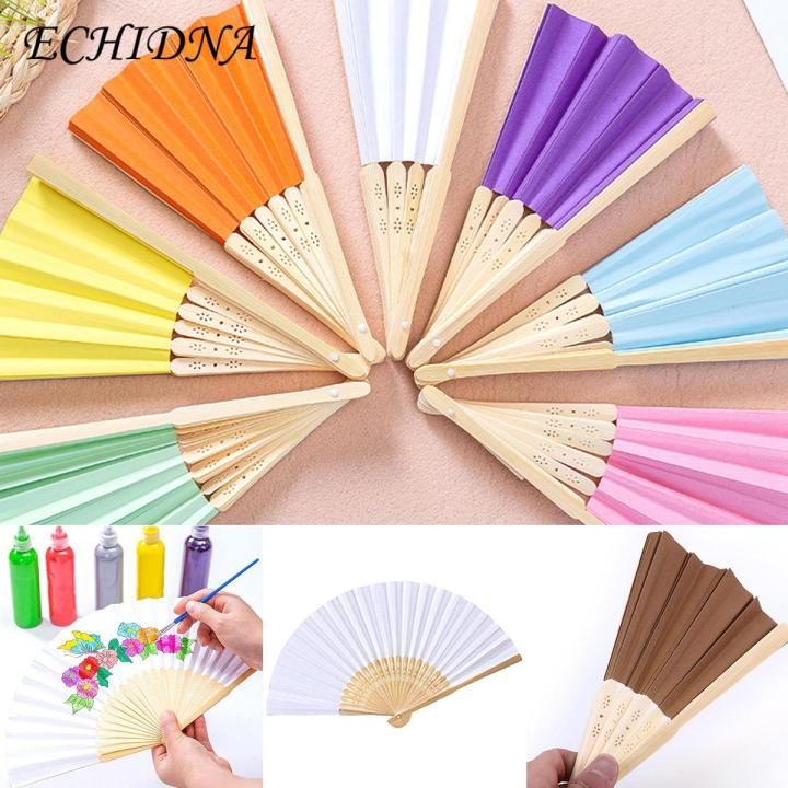 ECHIDNA Folding Fan Bamboo Fan Handle Applying Color Painting Fan ...