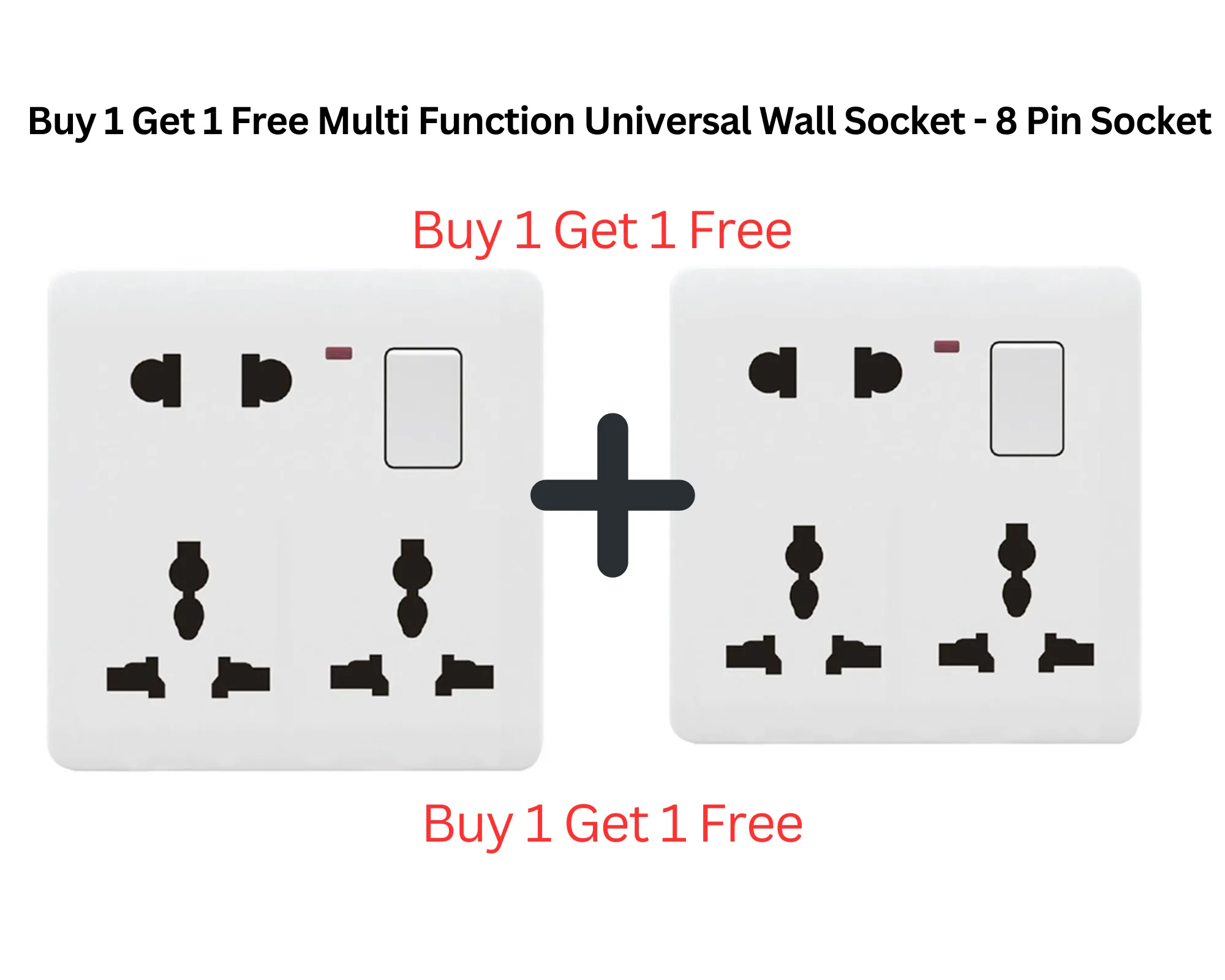 Buy 1 Get 1 Free Multi Function Universal Wall Socket - 8 Pin Socket ...