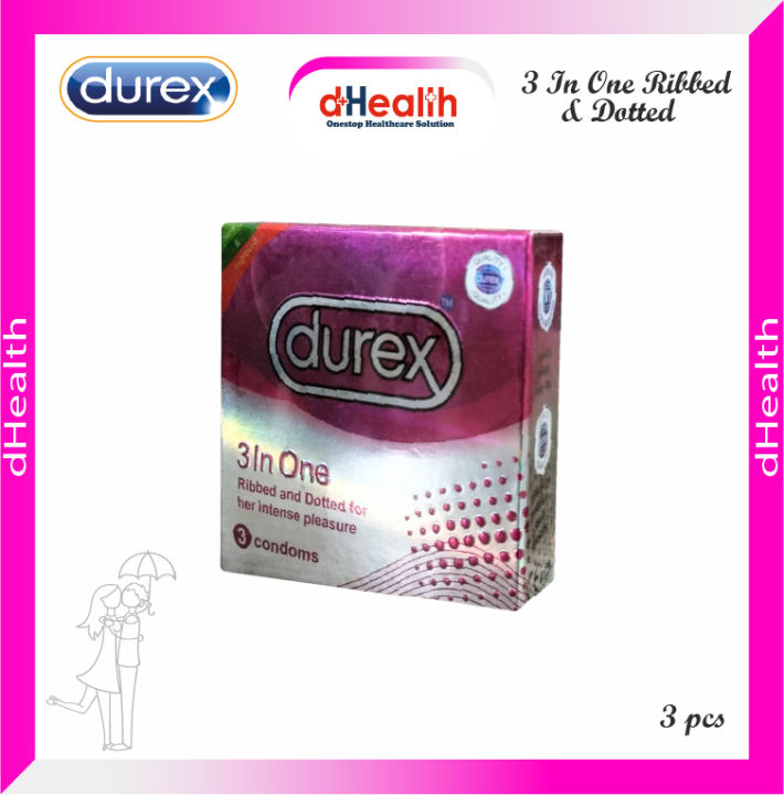 Durex 3 In One Ribbed & Dotted Condom Single Pack (3x1)=3pcs | Daraz.com.bd