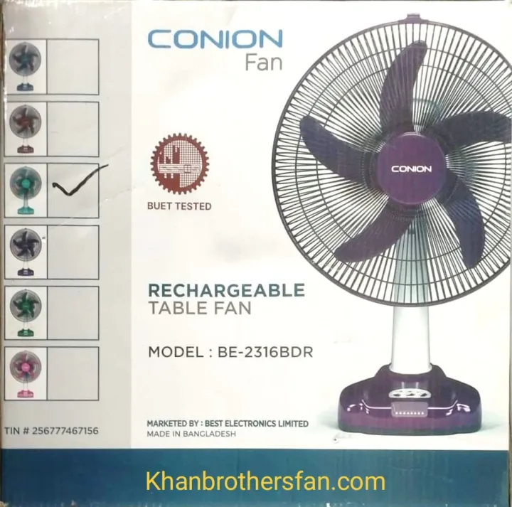 Conion 16 inch Rechargeable Table fan, AC/DC fan, 12v-5 Ah Battery, 6 ...