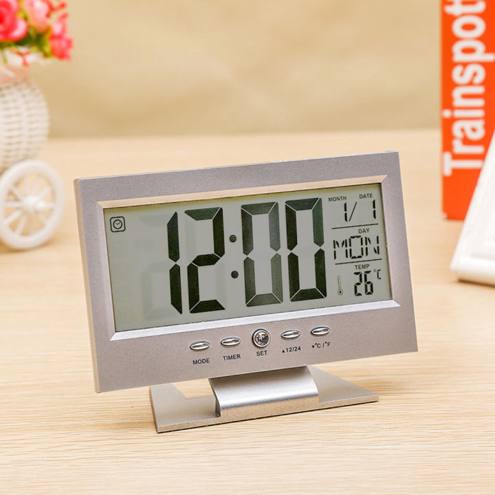 SoundsBeauty Sound Sensor Light Up LCD Digital Table Alarm Clock ...