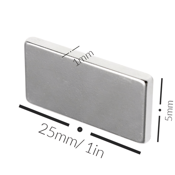 Small Magnetic Blocks 25mm X 5mm X 1mm (1in X 0.19in) | Neodymium N35 ...