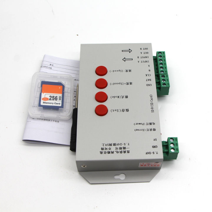 T1000S SD 256 Card 2048 Pixels DC5~24V T-1000S RGB LED strip Controller ...