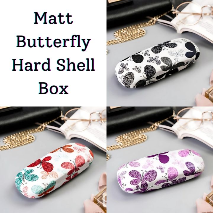Glossy/Matt Butterfly Printed Hard Shell Eyeglasses Case, Portable ...