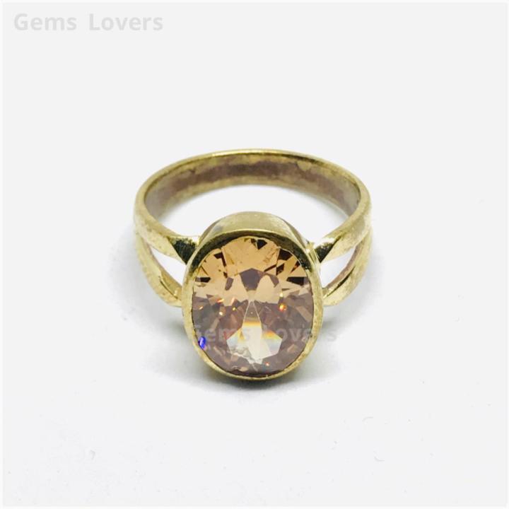 Yellow AD Stone Ring For Men Woman / Golden Metal / Ruff Usable | Daraz ...
