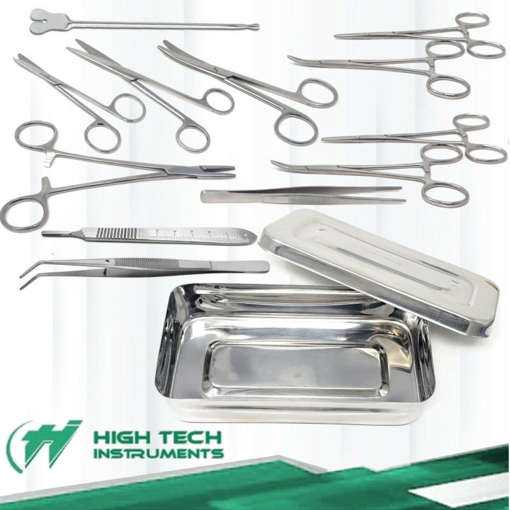 Set of 13 Pcs Basic Minor Surgery Kit Stainless Steel Box Surgical ...