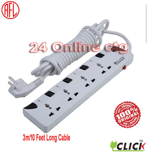Click 4 port 10 feet Cable, Multi extension. | Daraz.com.bd