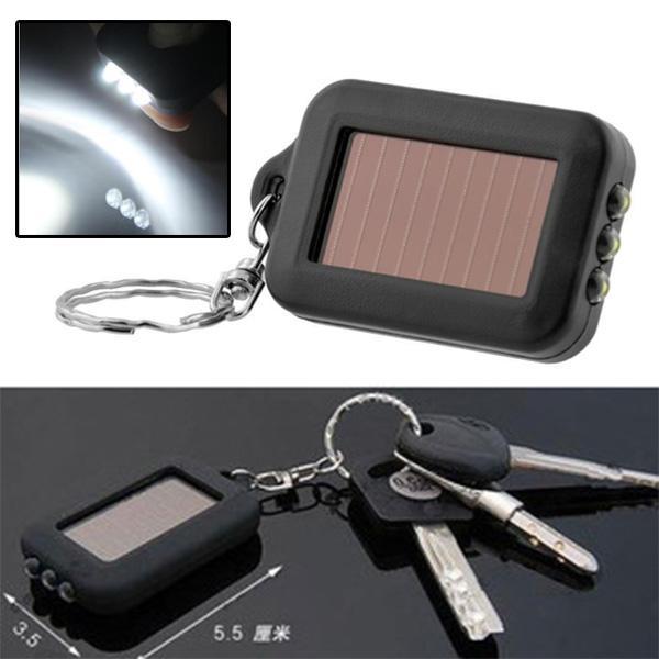 Mini Solar Power 3LED Light Keychain Keyring Torch Flash Flashlight ...