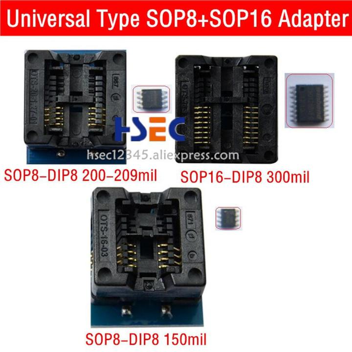 【mary Dai Store】3pcs Sop8 Sop16 To Dip8 Adapter Ic Socket For Ch341a Ezp2010 2013 2019 Rt809h