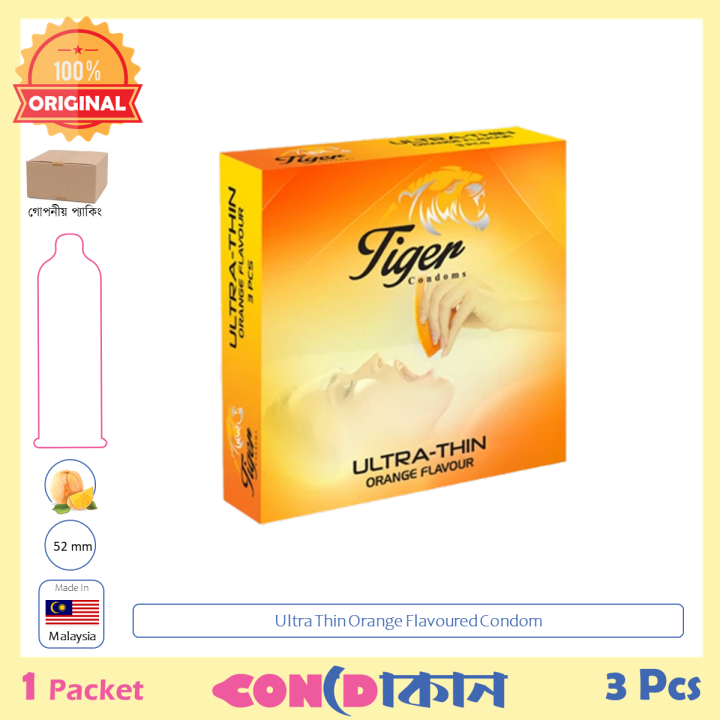 Tiger Ultra Thin Orange Flavoured Condom 1 Pack (3 Pcs) | Daraz.com.bd