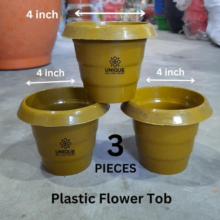 Plastic Flower Tob 3 Pcs Bundle Plastic Flower Tub Gardening Tob Plastic Planter/ Gardening ...