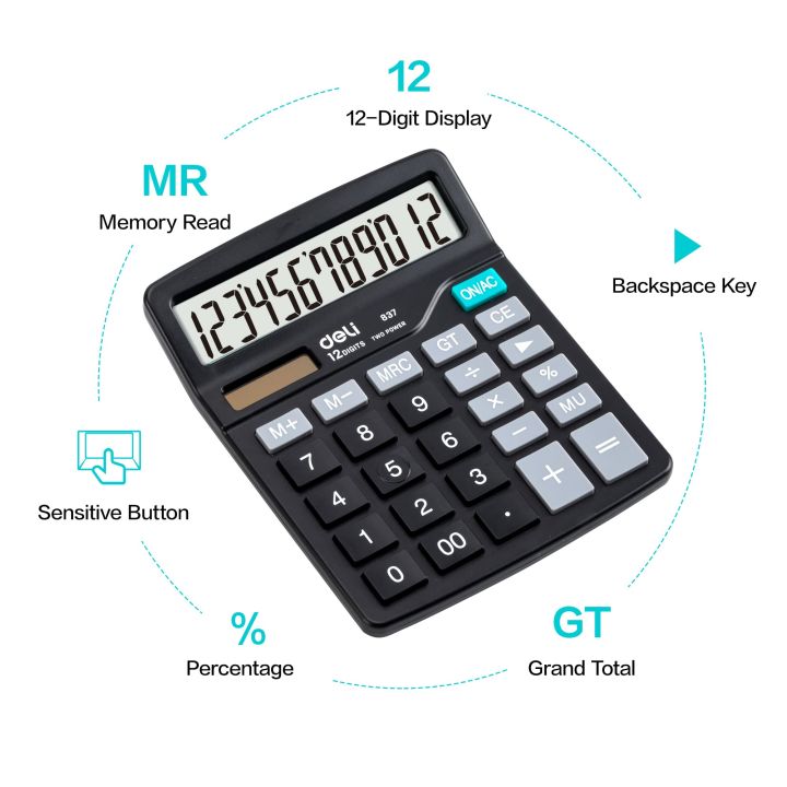 Deli E837 Dual Power Desktop Calculator - 12 Digits | Daraz.com.bd