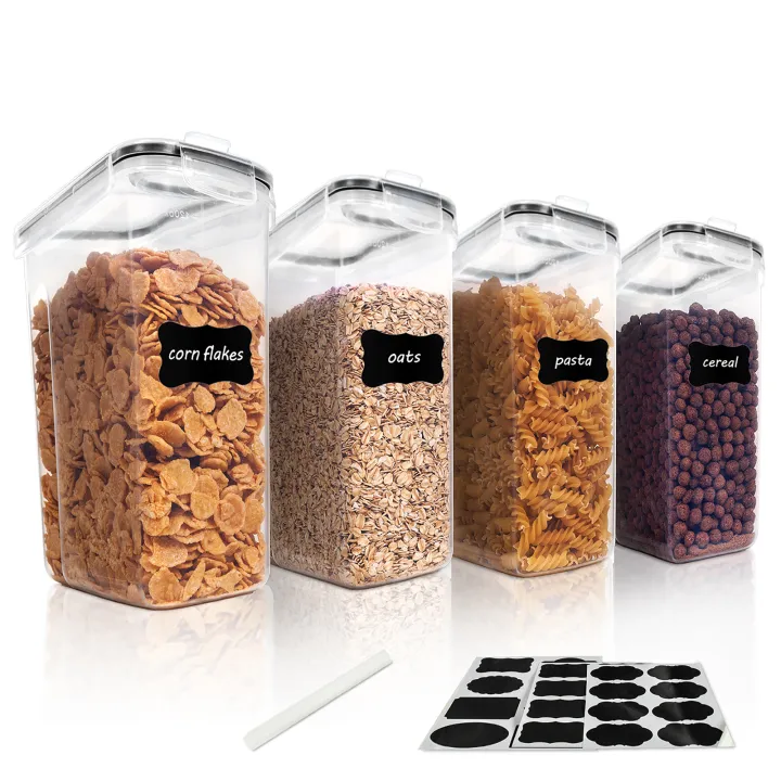 Sugar Storage Container Transparent Airtight Cereal Storage Boxes 4 Pcs ...