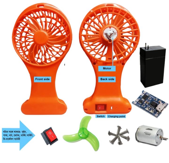 Mini Hand Table Charger Fan Stand Plastic body with-4V to 12V DC Motor ...