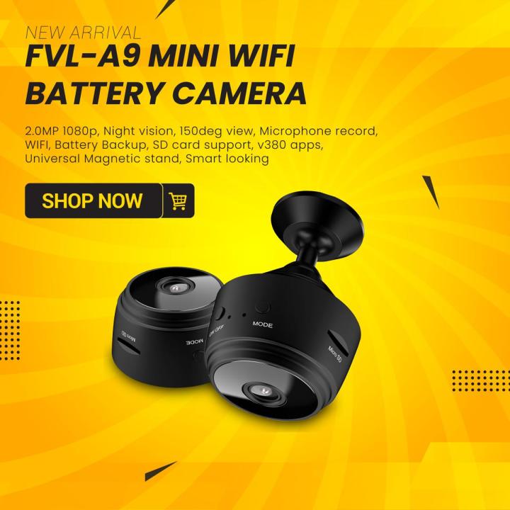 FVL- A9 Mini 2.0MP Wifi Battery Smart tracking nightvision Camera v380 ...