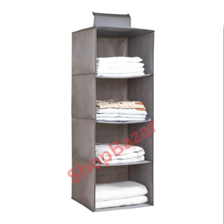 Hanging Cloth Storage Organizer, 4 Layer Hanging Closet Organizer ...