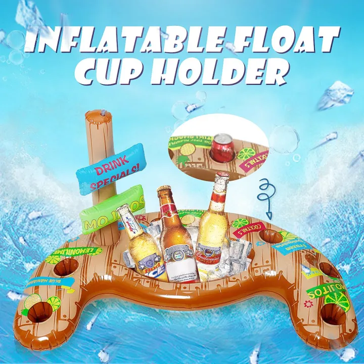 Inflatable Floating Swim Cup Holder Drink Coasters Ice Bucket Cooler ...