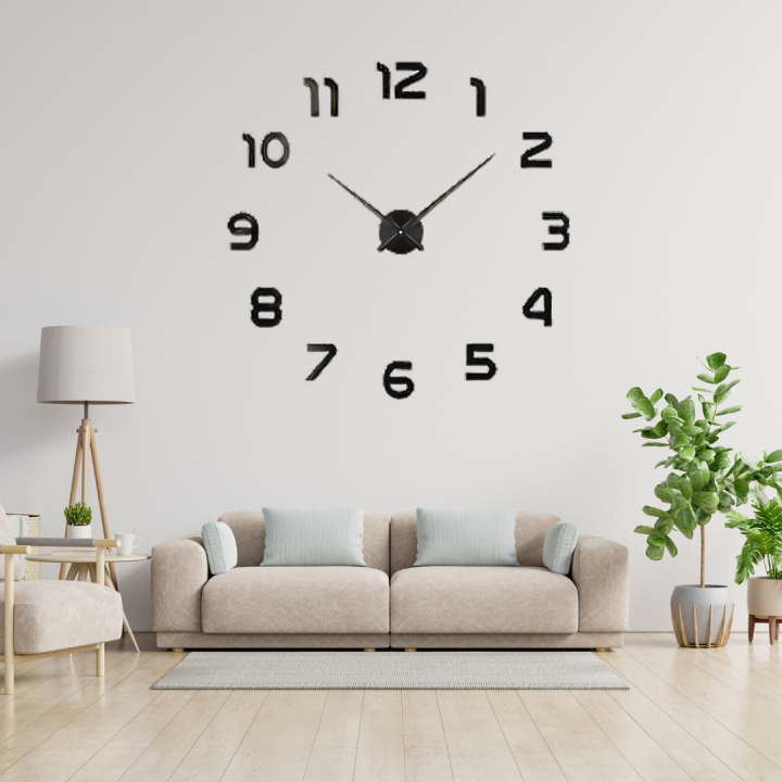 Large number DIY Wall Clock , 3D Frameless Wall Clock with Mirror ...