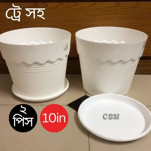 2 Pcs 10 inch large size premium white flower tob with tray | Deco ...