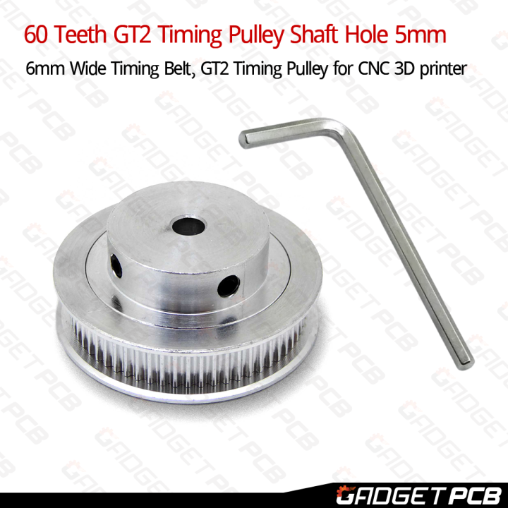 60 Teeth GT2 Timing Pulley Shaft Hole 5mm Aluminum GT2 Timing Pulley ...
