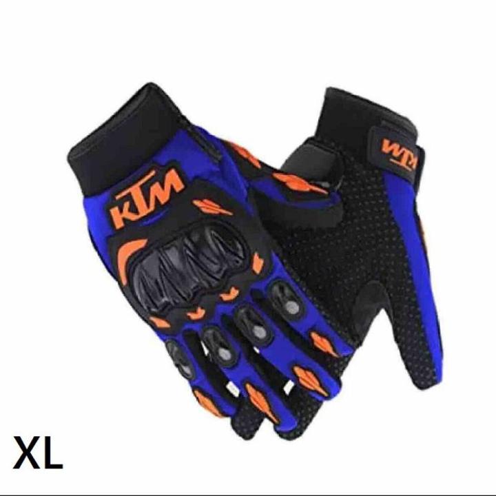 KTM Full Finger hand Gloves. Bike Motorcycle Racing Gloves- Blue XL ...