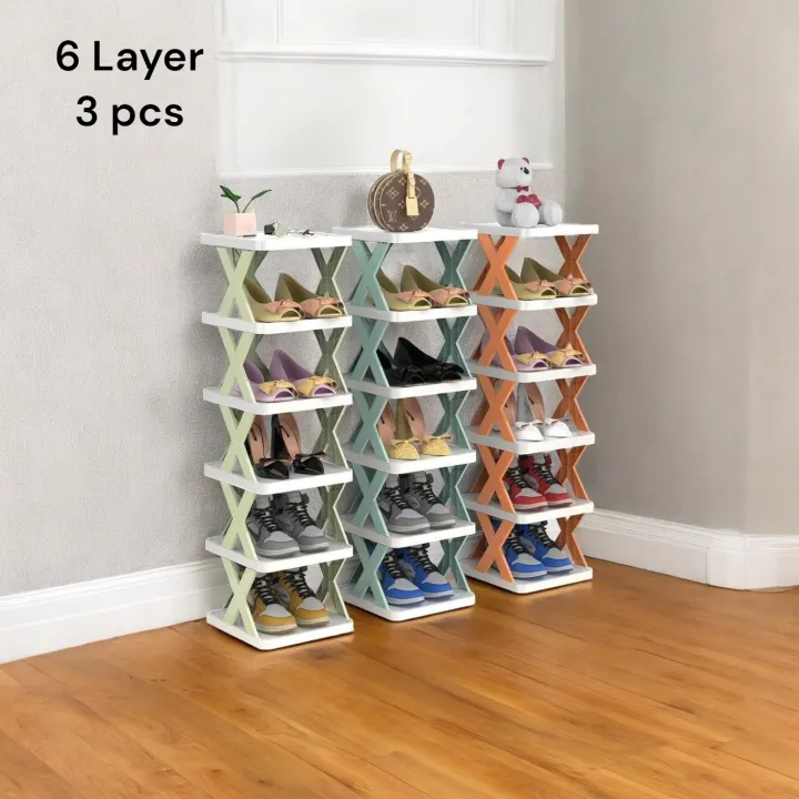Narrow Corner 6-Tier Folding Shoe Rack: Space-Saving Vertical Organizer ...