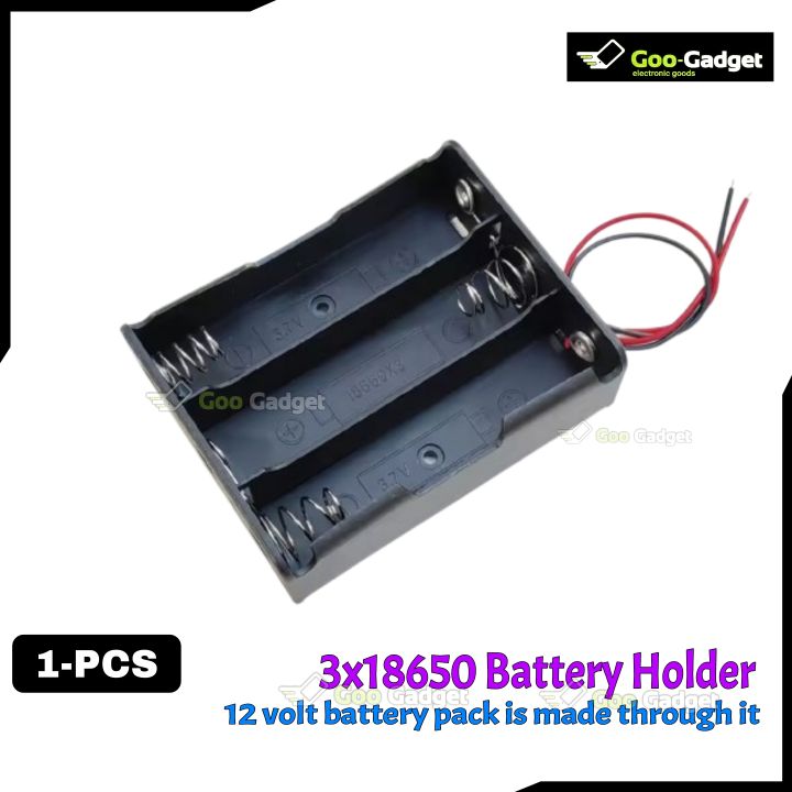 3S 18650 Battery Holder Case Box with 6-Inch Wire Leads for 12V Lithium ...
