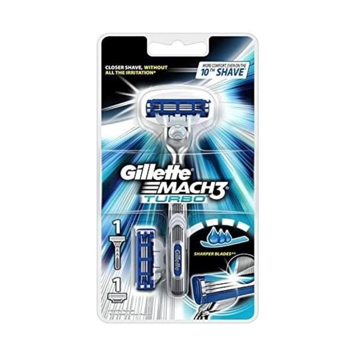 Gillette Mach3 Turbo Men Razor Handle + 2 Razor Blades | Daraz.com.bd