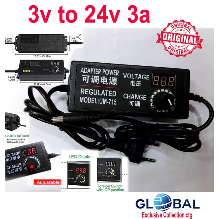 3V to 24V 3A. Adjust Adapter. DC 3v To 24v 3a. Universal Adjustable Ac ...