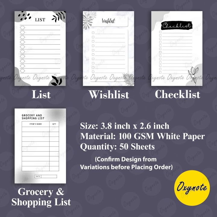 Checklist / Wishlist / List / Grocery & Shopping List (Mini Size) by ...