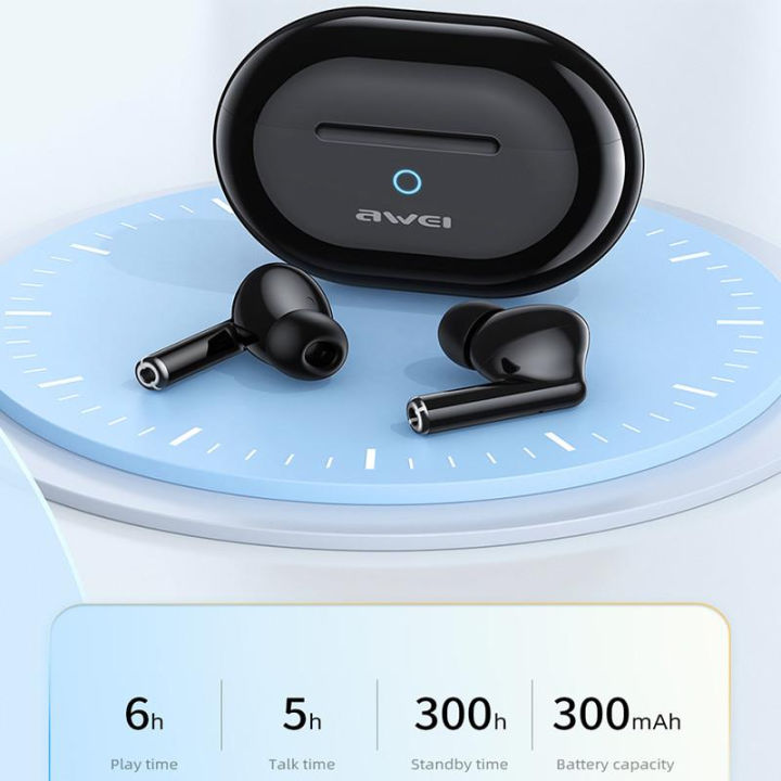 Awei T61 TWS Wireless Earbuds Bluetooth 5.3 Environmental Noise Cancelling with Double Mic ...