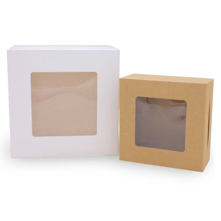 10 Pcs White Disposable Cake Box Delicate Paper Transparent Window ...