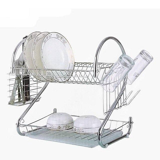 2 Layer Dish Drainer Rack Stainless Steel | Daraz.com.bd