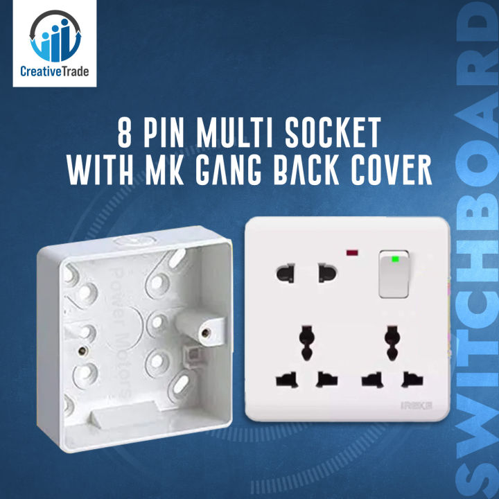 8 Pin Socket With Box Multi Function Universal Wall Socket | Daraz.com.bd