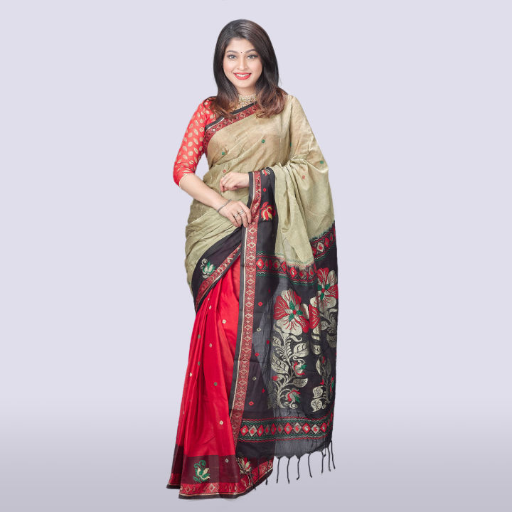 Tangail pure Mercerized cotton Saree for Women ( From Tangail ) | Daraz ...