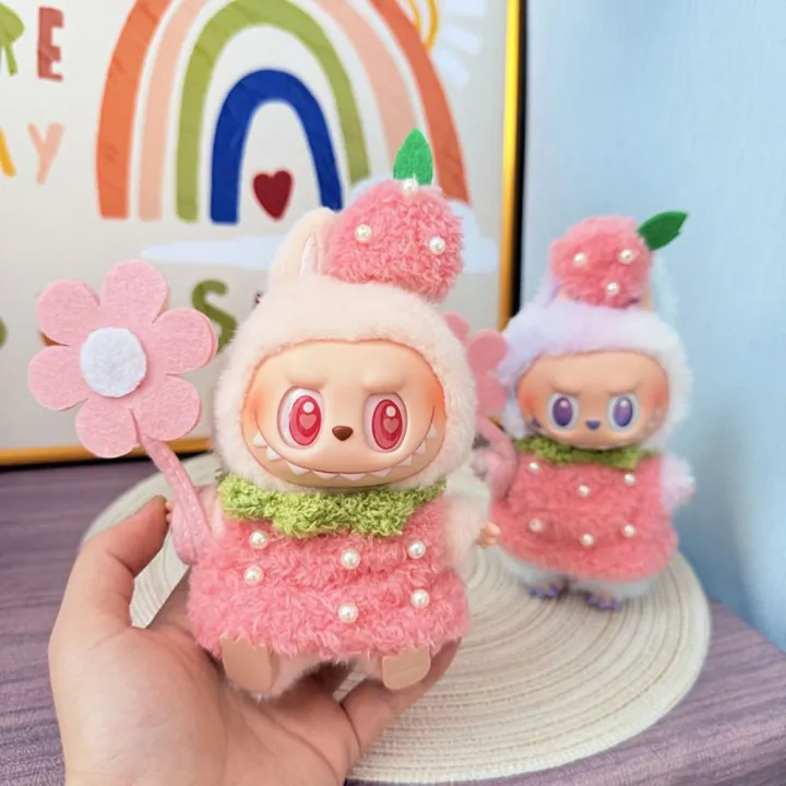 Suit Peach Pink Labubu Doll's Cloth Shoes Strawberry Crybaby Plush ...