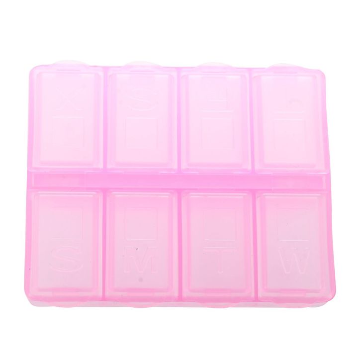 Plastic Rectangle 8 Compartments 7 Days Medicine Pill Box Pink | Daraz ...