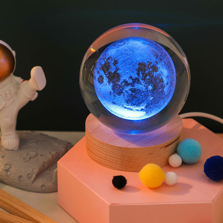 Creative Moon Crystal Ball Night Light Cute Children Bedroom Decor ...