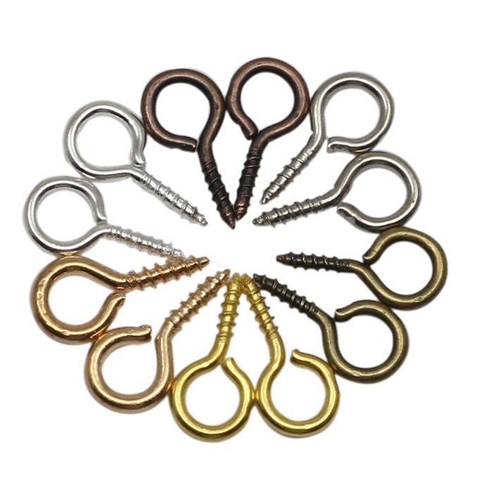 200pcs Small Tiny Mini Eye Pins Eyepins Hooks Eyelets Screw Threaded ...