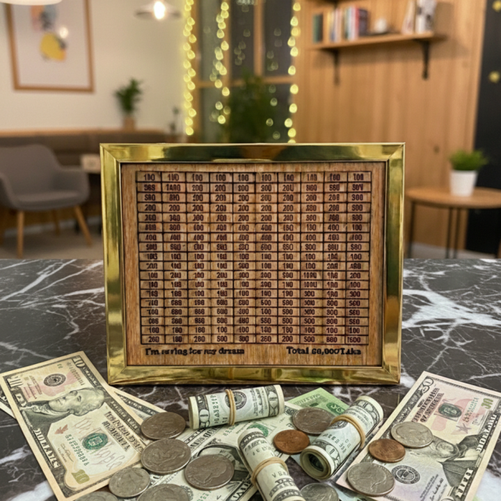 Reusable 50,000 Taka Money Saving Challenge Box | Visual Goal Tracker ...