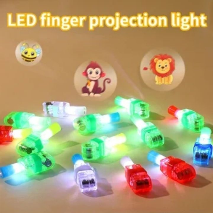 Mixed Color Cartoon Pattern Led Projection Light Flashlight Finger Lamp ...