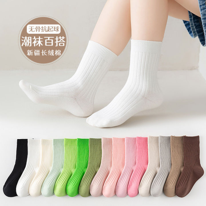 2024 New Spring and Summer Solid Color Medium Tube Socks Antibacterial ...