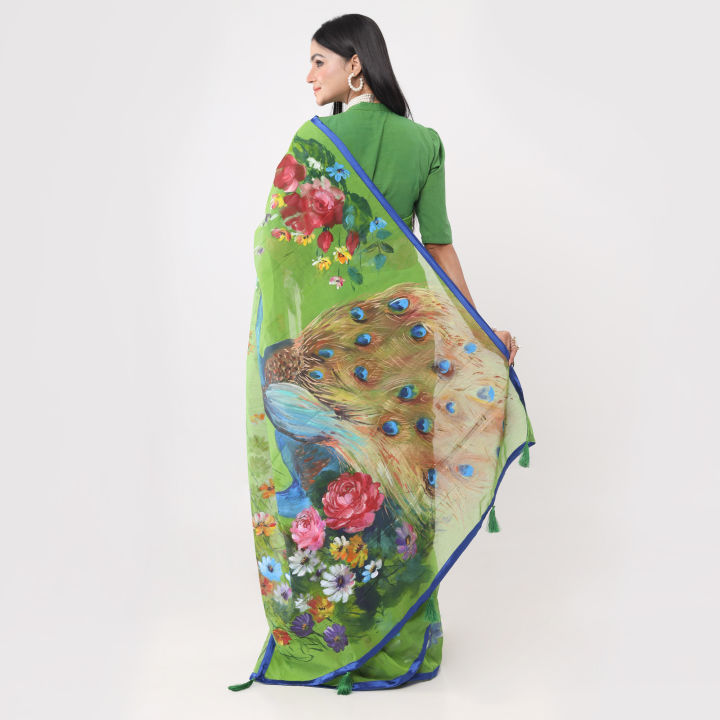 Hand painted Half Silk Sharee from Ink Mark | Daraz.com.bd